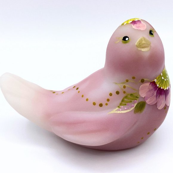 Fenton | Art | Fenton Natural Bird Series Opal Rosalene Satin Floral ...